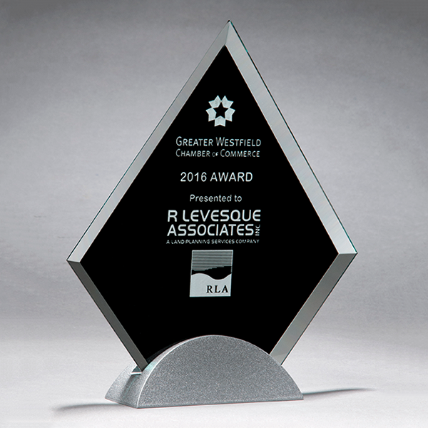 Diamond Series Glass Award with Silver Metal Base | Trophy Factory Plus ...