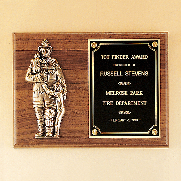 Fireman Plaque with Antique Bronze Finish Casting. | Trophy Factory ...